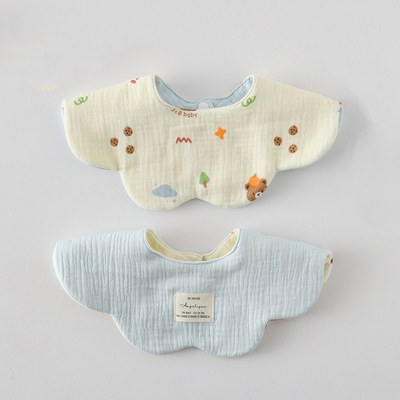 跨境婴儿口水巾纯棉A类高颜值围兜纯色双面口水兜造型宝宝围嘴