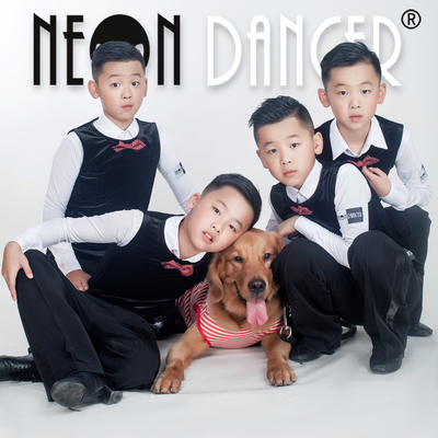 NeonDancer 少儿拉丁舞服 秋冬保暖背心 练习服 男童丝绒背心