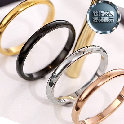 钛钢素圈光面钻石戒指ring女戒女