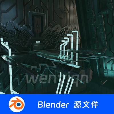 科幻舞台控制室金属科技感未来科幻实验室Blender场景模型2192