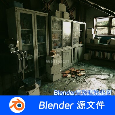 废弃工厂末日废墟房间恐怖万圣节末日风Blender模型638
