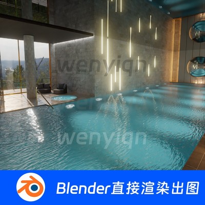 游泳池水上乐园酒店游泳馆Blender模型686