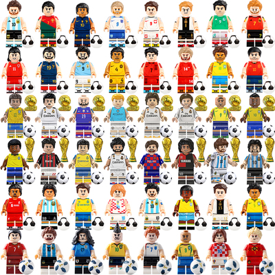 兼容国产积木人仔世界杯足球运动C罗梅西贝利儿童玩具TV6501/6502