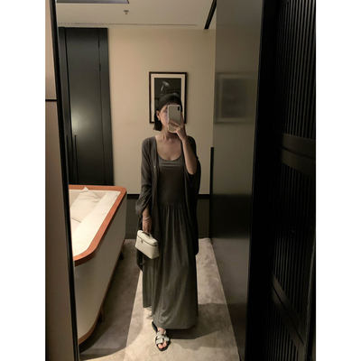 BLUEPOPS-开衫+A字吊带连衣裙两件套装（含27.5绵羊毛）a6070+a60