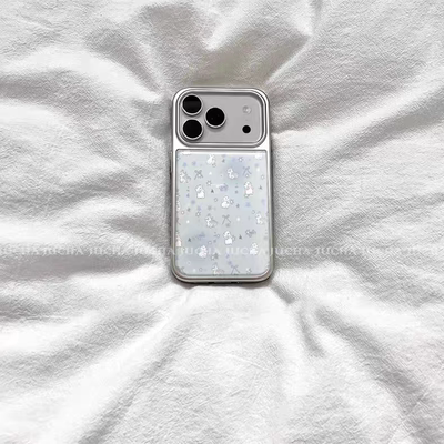 碎花蝴蝶结小兔ins银边适用苹果17promax滴胶手机壳iphone16pro新款1314pro创意15pro全包防摔手机套高级感