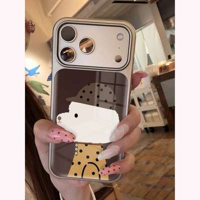 ins风波点棕色小狗滴胶手机壳适用苹果iPhone17promax手机壳软边16防摔15原创小米141312/11华为mate60P780