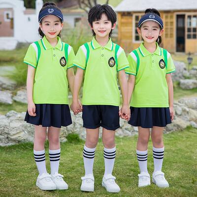 小学生校服春秋装班服三件套运动套装幼儿园园服夏季短袖Tpolo衫
