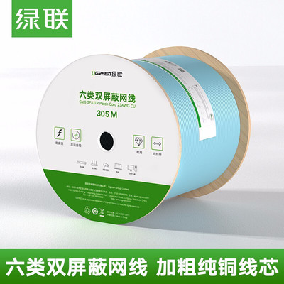 绿联305米双屏蔽纯铜网线