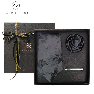 T&Twenties雅致深灰色桑蚕丝领带