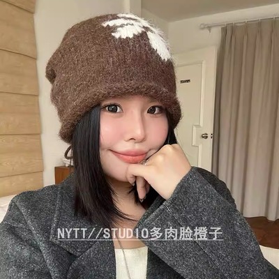 【橙子家】54-62大头围韩版秋冬加厚加密保暖针织帽女显脸小护耳