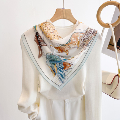 真丝小方巾丝巾女高级感乔其纱巾