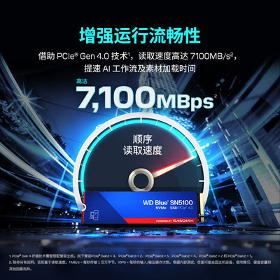 WD西部数据4T M.2接口笔记本电脑游戏SSD固态硬盘SN5100  PCle4x4