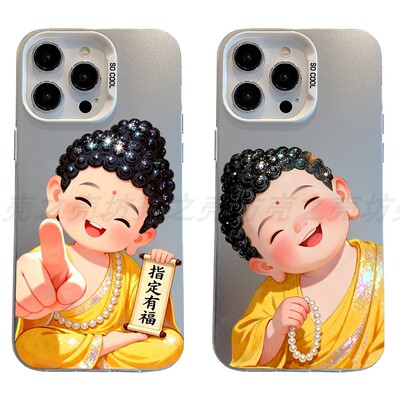 指定有福小佛祖手机壳适用苹果17e/16/15/14/13小佛像12promax可爱11一加Turbo6VAce6t至尊Turbo6X魅族21硅胶
