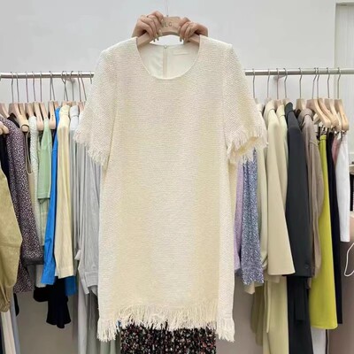 LASCELULA正品春夏季小香风流苏连衣裙气质流苏设计通勤连衣裙女