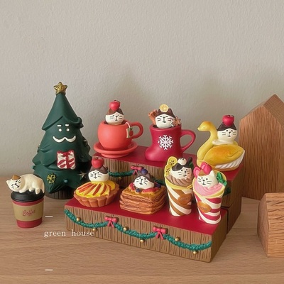圣诞氛围感可爱猫咪树脂场景摆件