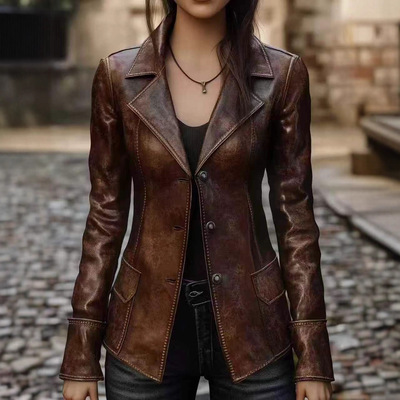 2026 Style Leather Jacket Retro ol Motorcycle Jacket For Wom