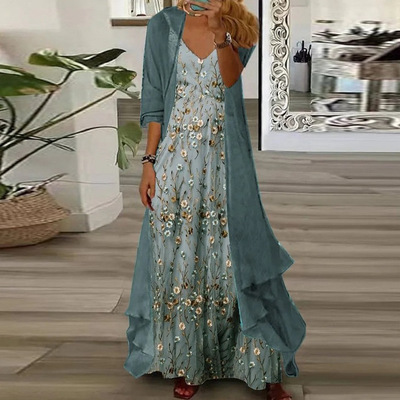 Spot 2026 Women's Printed Vacation Strap Long Dress Indian S
