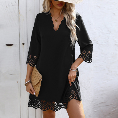 Women's Clothing 2026 Style Holiday Burning Flower Half Slee
