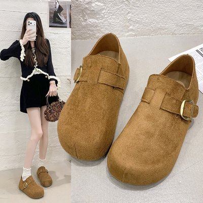 2026春季新款牛反绒磨砂皮平跟低跟(1-3cm)单鞋圆头2