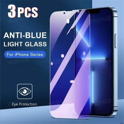 Anti Blue Light Tempered Glass for iPhone 14 15 16 Pro Max 11 12 13 mini XSMAX XR X Screen Protector