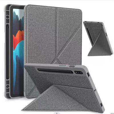 适用于Samsung Tab S7+ S7 FE S8+ S10+ Case Cover w/ Pencil Holder保护套SMT870防摔T875硅胶软壳全包笔槽