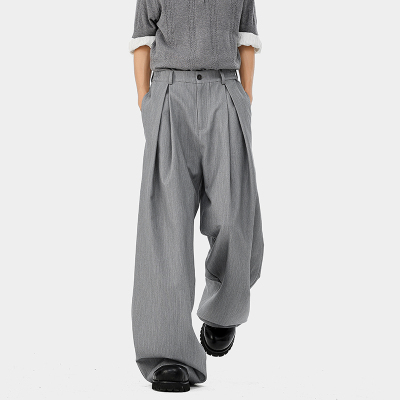 A410-K63028-P70限价129-美式复古褶皱垂感西裤-280g左右西裤面料