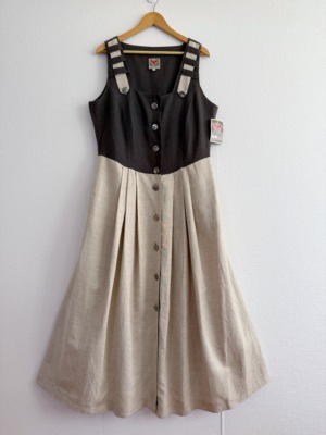 浓厚阿尔卑斯乡村巴伐利亚连衣裙Dirndl dress双色拼接天然亚麻