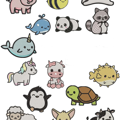 15个萌萌哒可爱小动物电脑刺绣文件emb dst pes vp3 绣花机通用