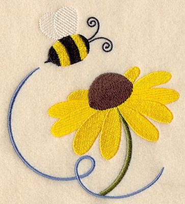 花朵蜜蜂刺绣元素模板文件来图定制绣花刺绣文件emb dst pes vp3