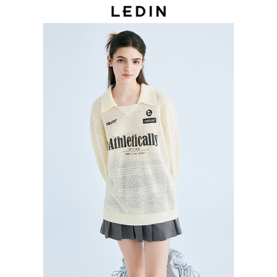 【商场同款】乐町印花polo领线套衫春季新款针织毛衫C2EEF1519*