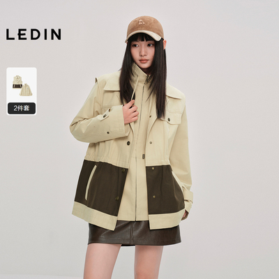 【商场同款】乐町工装拼接两穿外套秋新款连帽宽松外套C2BBF3517