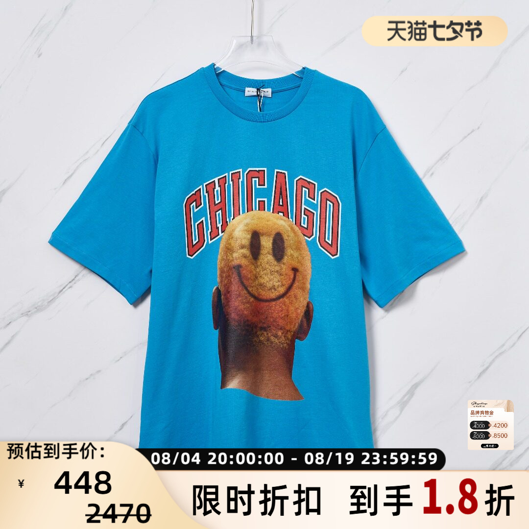 ihnomuhnit 潮流都市中性笑脸印花圆领短袖T恤银泰百货精品301596