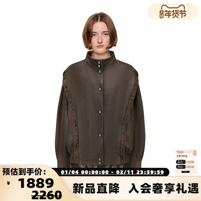 SHRO ENRO 秋冬新款复古宽肩假两件女夹克外套银泰百货 301469