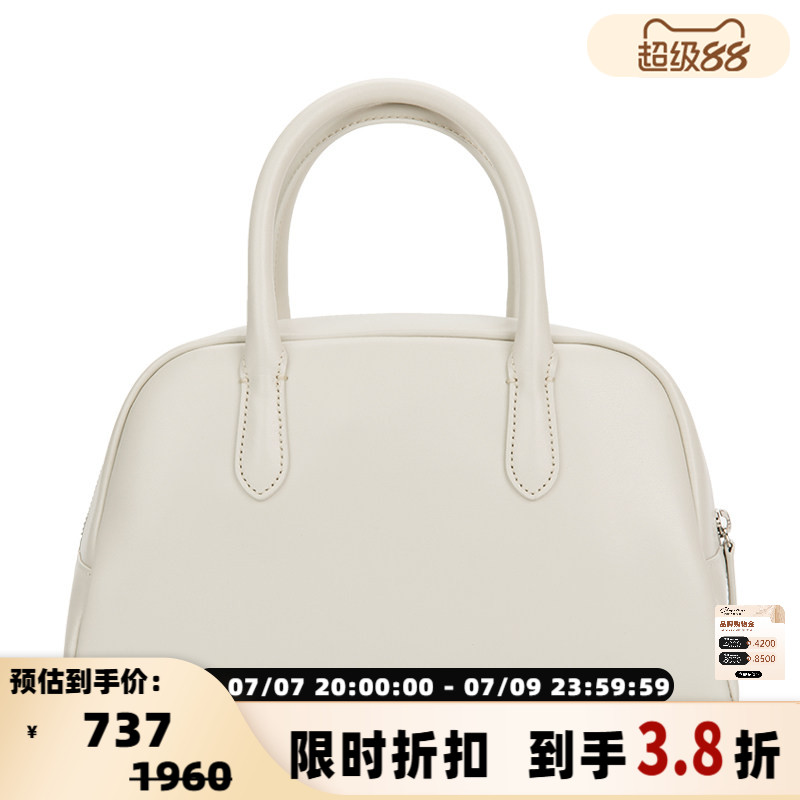 NOTHING WRITTEN春夏小号极简女纯色牛皮革波士顿手提包 银泰
