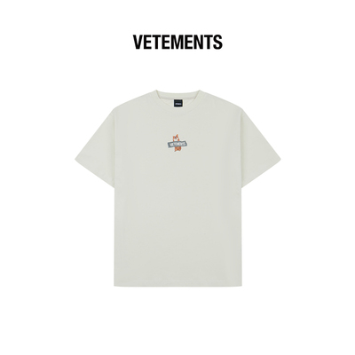 VETEMENTS 男女同款萌宠图案重磅纯棉印花短袖T恤银泰百货 301446