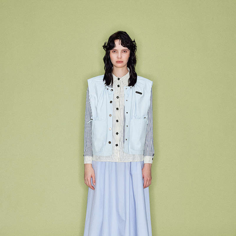 SHRO ENRO runway like breathe系列女士领口装饰工装马甲 301469