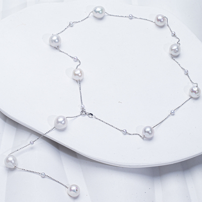 【双十一第③弹】皱皮巴洛克满天星60cm纯银毛衣链