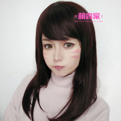 萌香家守望先锋 D.VA dva 宋哈娜 栗色 收脸 cosplay假发原宿日常