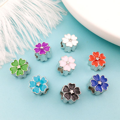 diy滴油四叶草手链大孔珠