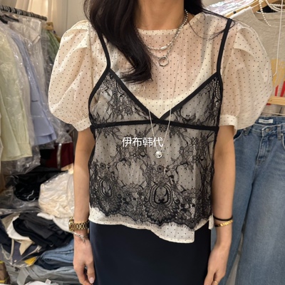 透明蕾丝花朵休闲吊带背心女