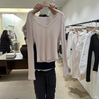 V领纯色薄款休闲打底T恤吊带背心