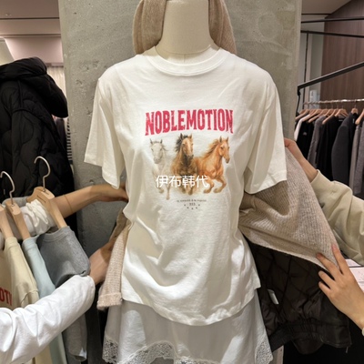 圆领休闲棉质骏马短袖T恤女