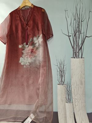 巨亏清仓杭州丝绸真丝欧根纱女气质修身显瘦桑蚕丝短袖连衣裙J121