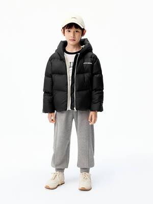 拒水鸭绒-little moco童装冬装男女童连帽羽绒服外套KBE4EIN008