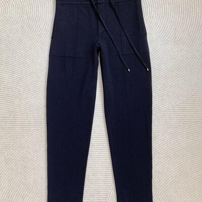 藏蓝色羊绒裤男士柔软系带