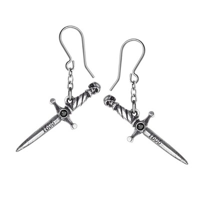 Alchemy Gothic E378 HAND OF MACBETH 复古做旧锡制匕首耳环