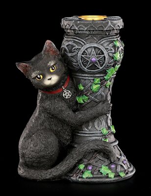 哥特黑猫五芒星家居摆件烛台
