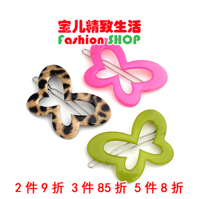 AZNZVOUR豹纹蝴蝶结发夹边夹