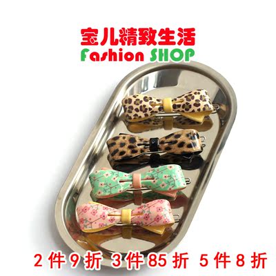 AZNAVOUR豹纹蝴蝶结边夹发夹顶夹