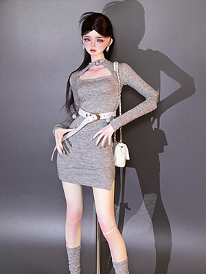 bjd3分娃衣金属袢针织长裙